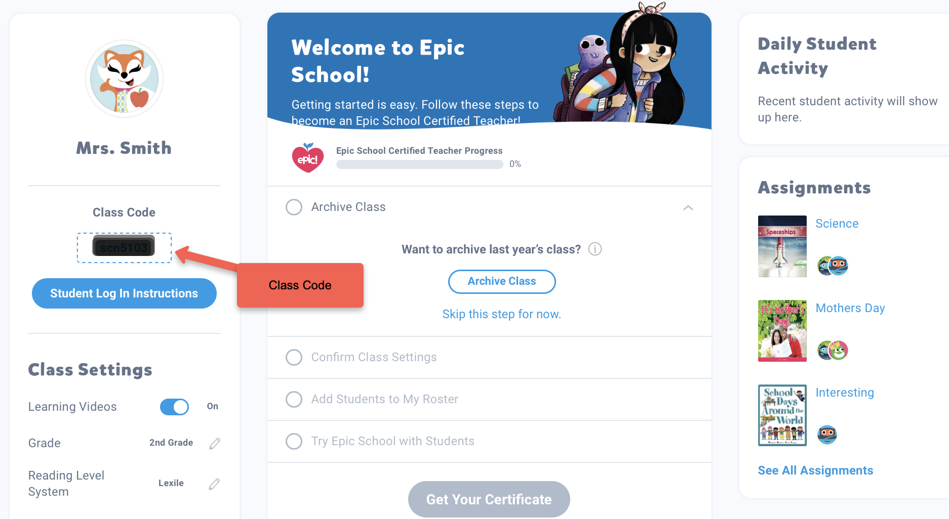 Where Can I Find My Class Code Epic Help Center